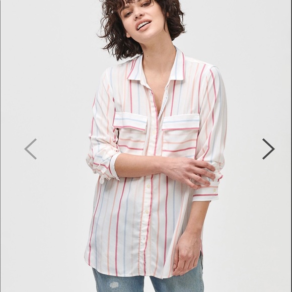 GAP | Tops | New Gap Button Down Shirt Small Stripe Silky Portofino Top Women Express Office ...